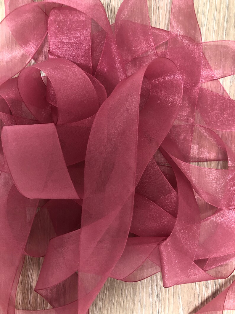Dusky Pink Sheer Organza Ribbon Berisfords UK Super Sheer | Etsy