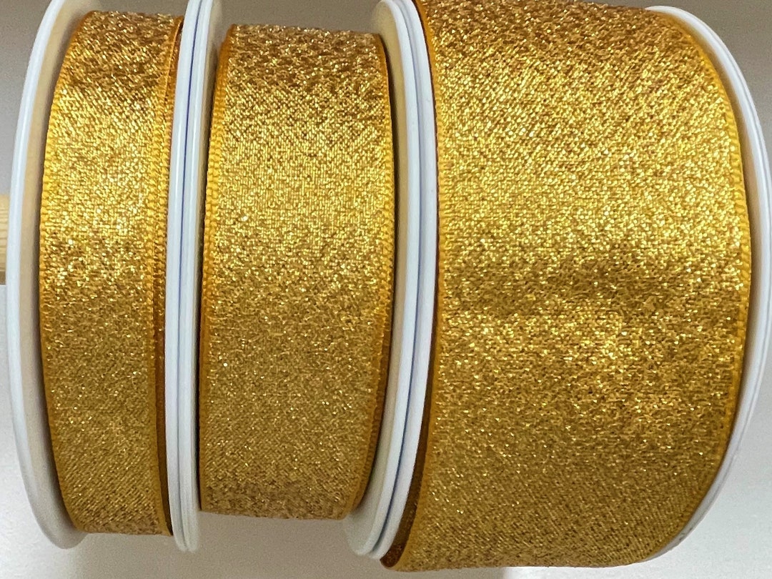 Dark Gold Lame Ribbon Sparkling Glittering Metallic Ribbon Widths 3, 7 ...
