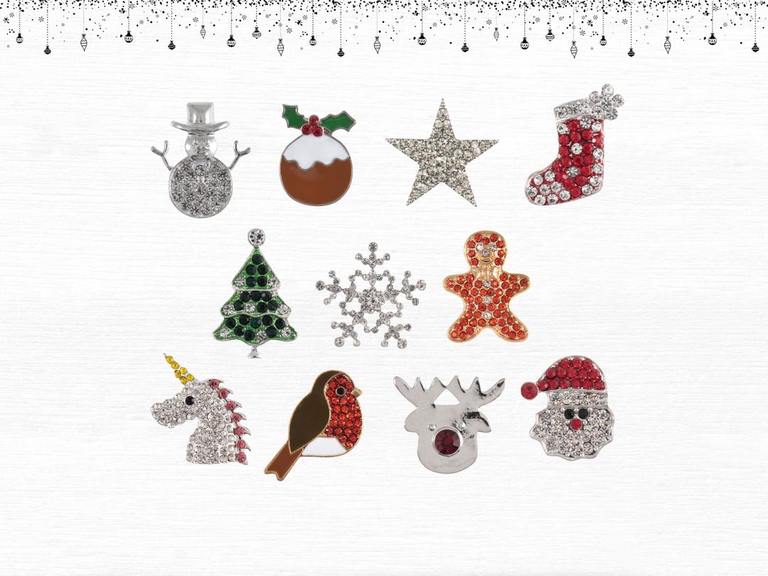 Sparkling Diamante Christmas Buttons, Festive Holiday Embellishments - Etsy