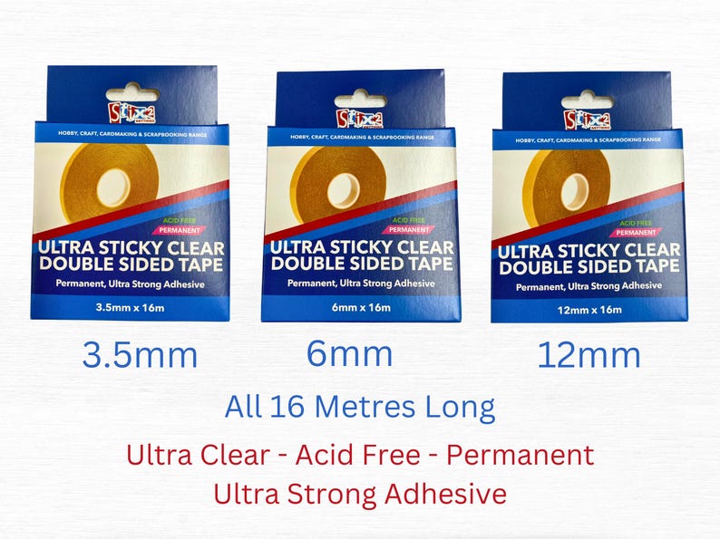 Clear Double Sided Tape, Ultra Strong Permanent Craft Adhesive, Various ...