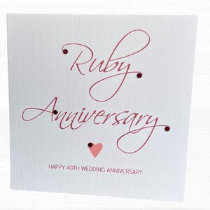 40th Anniversary Ruby Wedding Card, Handmade Congratulations on Your ...