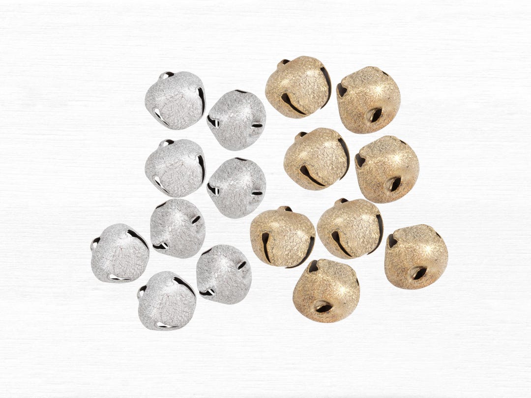 Frosted Jingle Bells - Gold and Silver - Large 30mm - Christmas Crafts ...