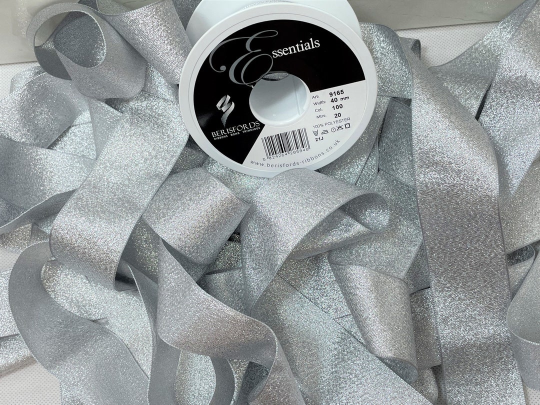 Silver Metallic Lame Ribbon for Crafting, Sparkling Silver Ribbon ...