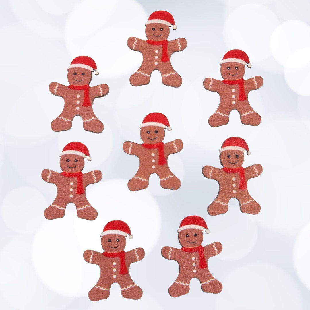 Wooden Gingerbread Man Craft Embellishments, 8 per Pack, Self Adhesive ...