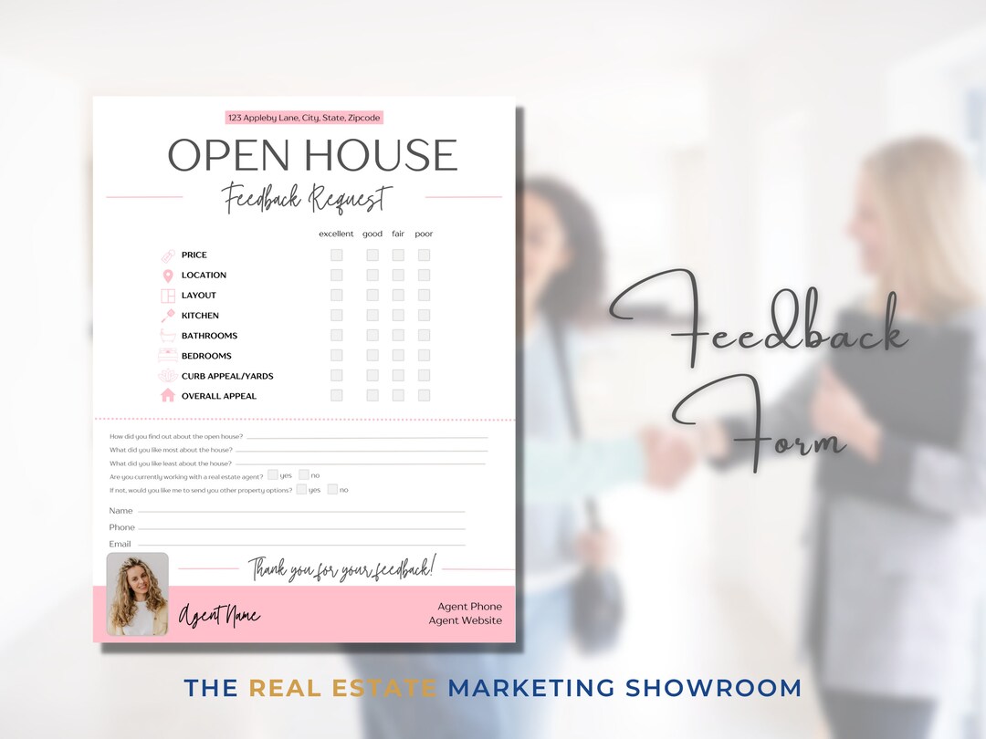 Open House Feedback Form Real Estate Printable Real Estate Marketing ...