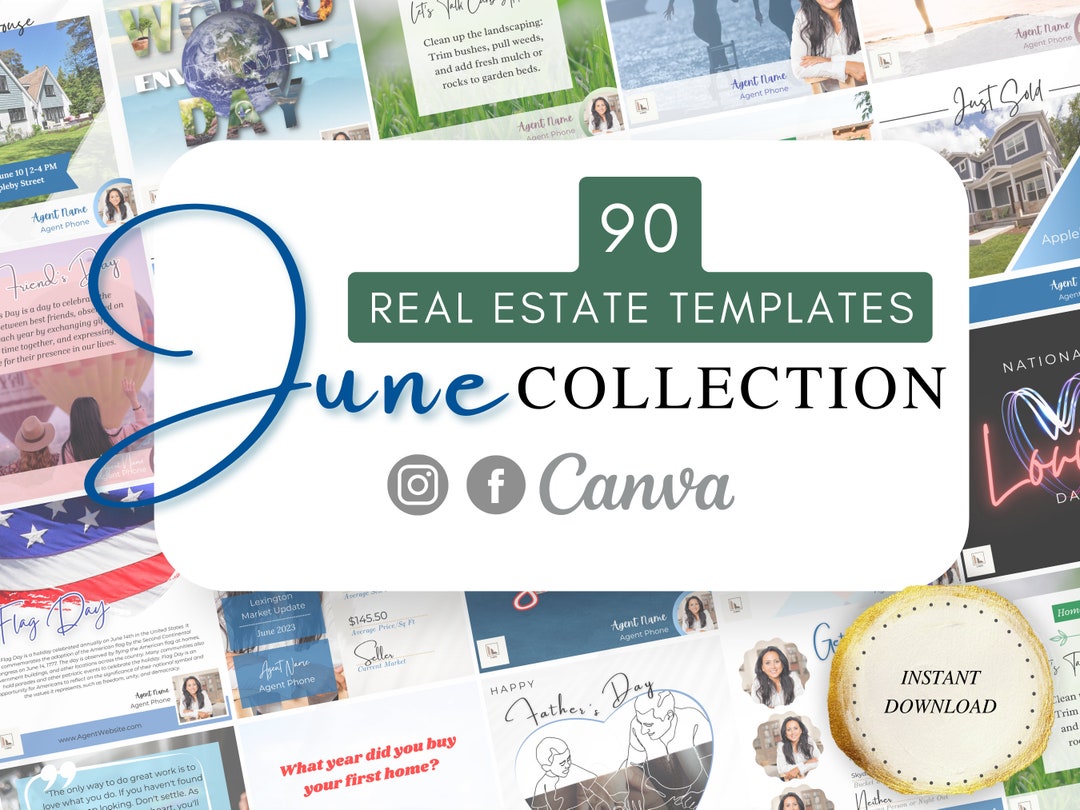 Real Estate June Marketing Template Social Media Bundle for June Father ...