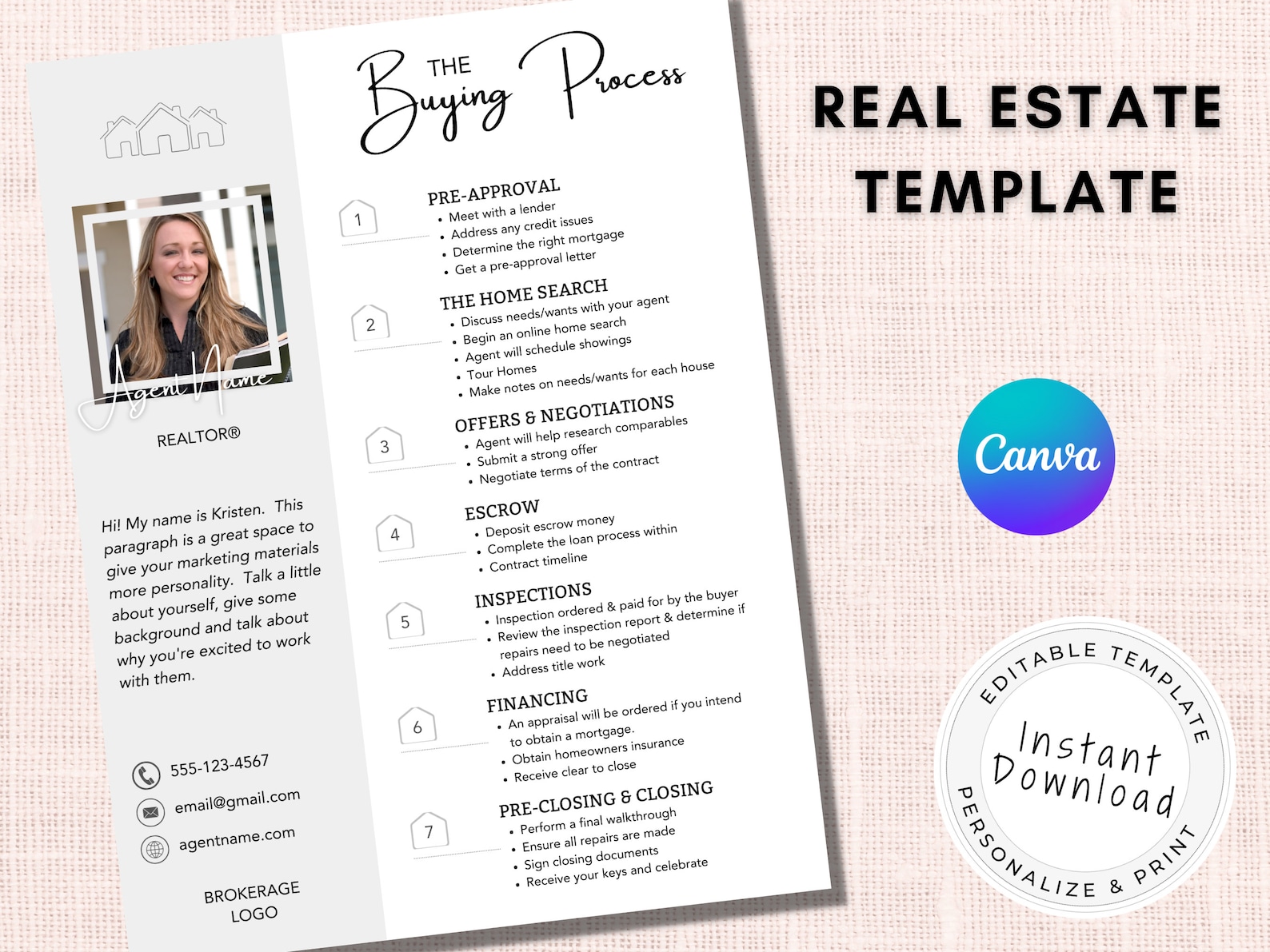 Real Estate Home Buying Process Buyer's Timeline Printable Real Estate ...
