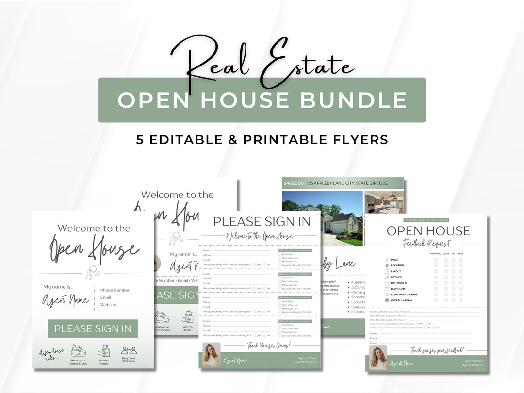 Stress-free Real Estate Open House Bundle Printable Checklists Sign-in ...