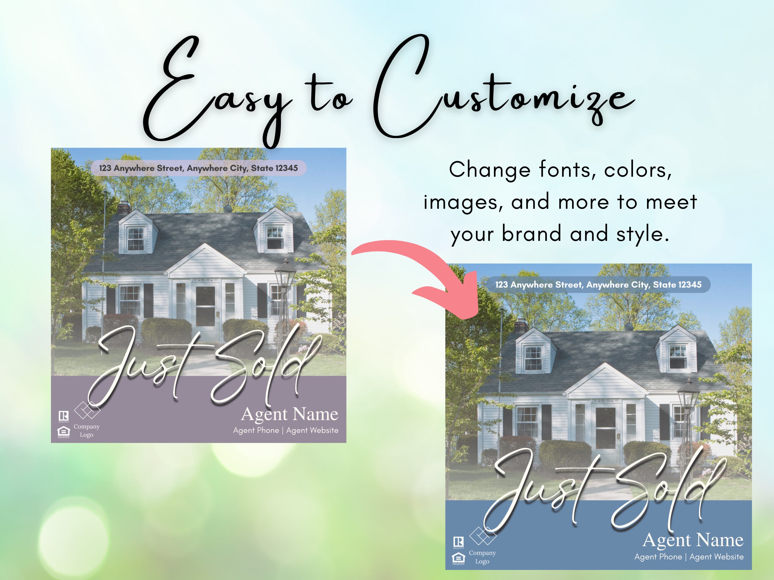 Real Estate April Facebook Post Marketing Templates Canva Spring Easter ...
