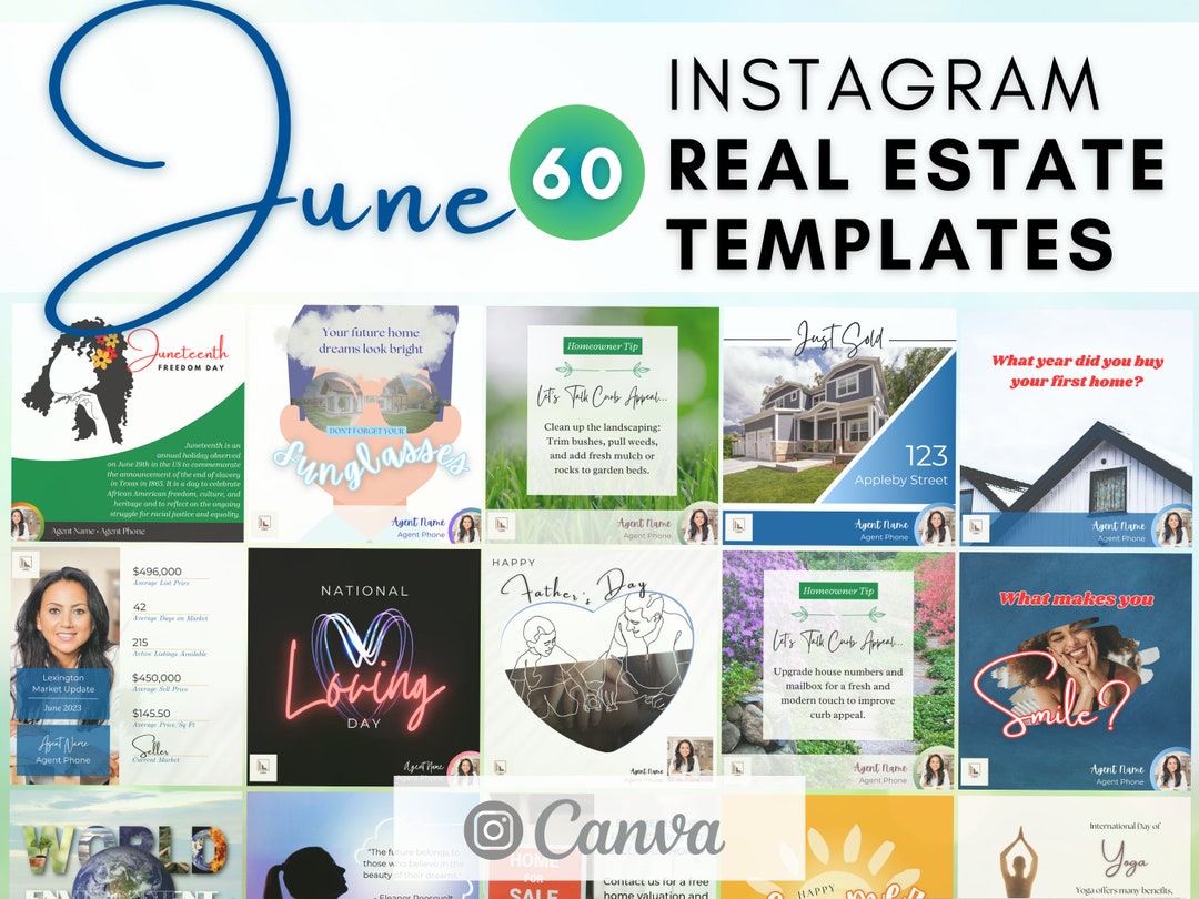 Real Estate June Marketing Template Instagram Posts June Father's Day ...
