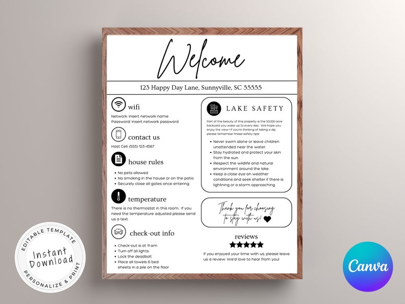 Editable Airbnb Welcome Sign Template (digital Download) - Etsy