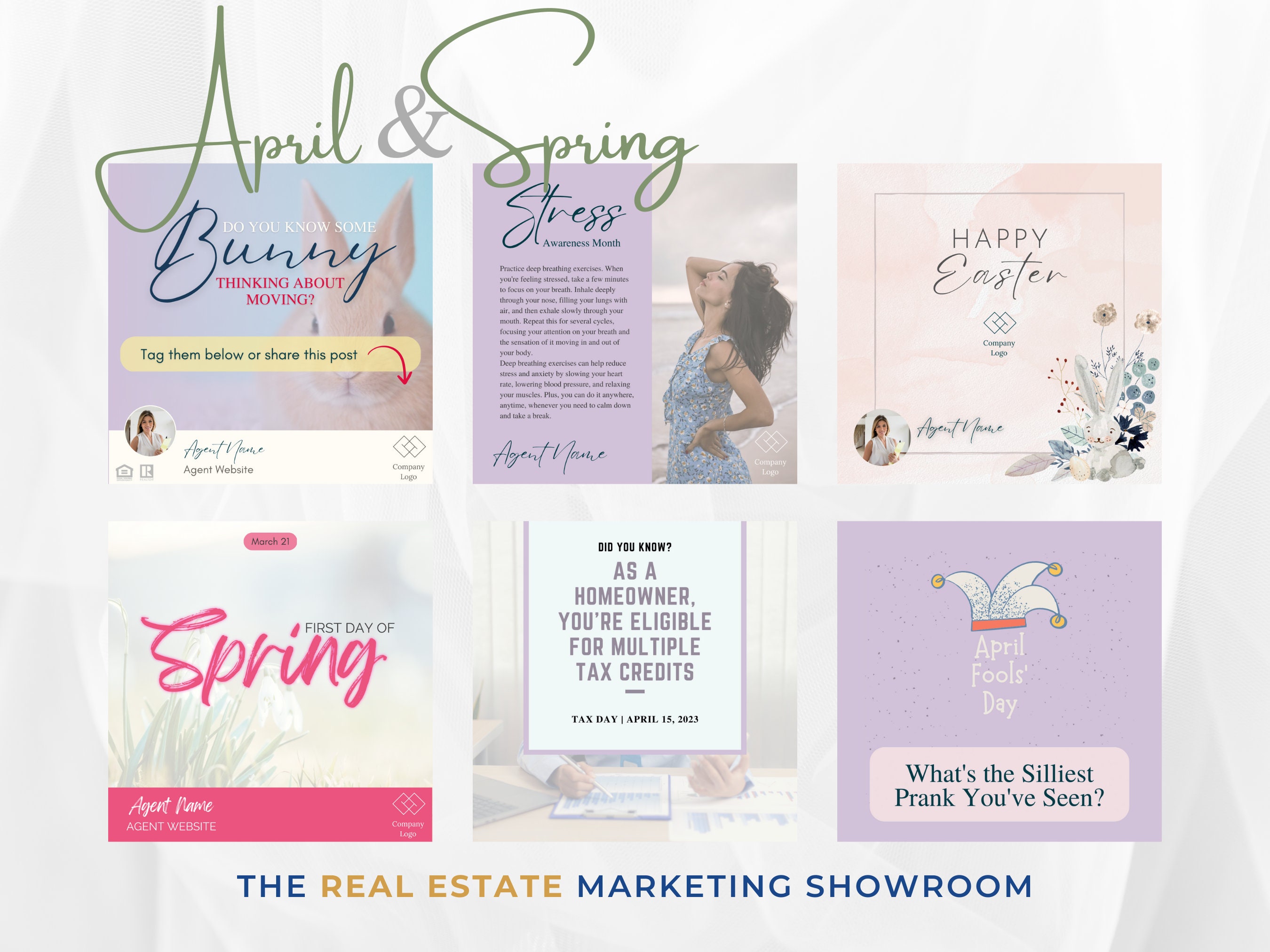 Real Estate April Facebook Post Marketing Templates Canva Spring Easter ...