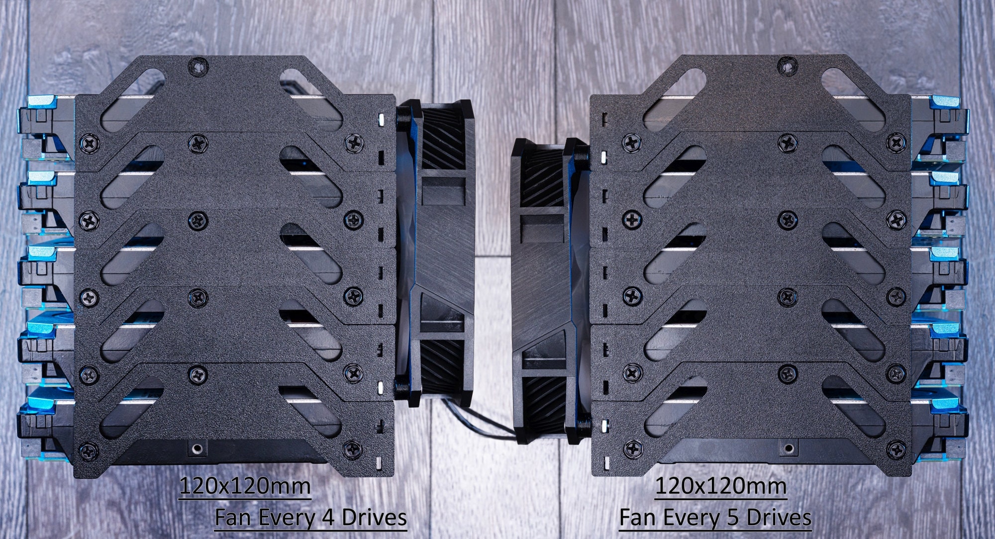 10 X Stackable 3.5 Inch Hard Disk Drive Mounts With 12x12cm Fan ...