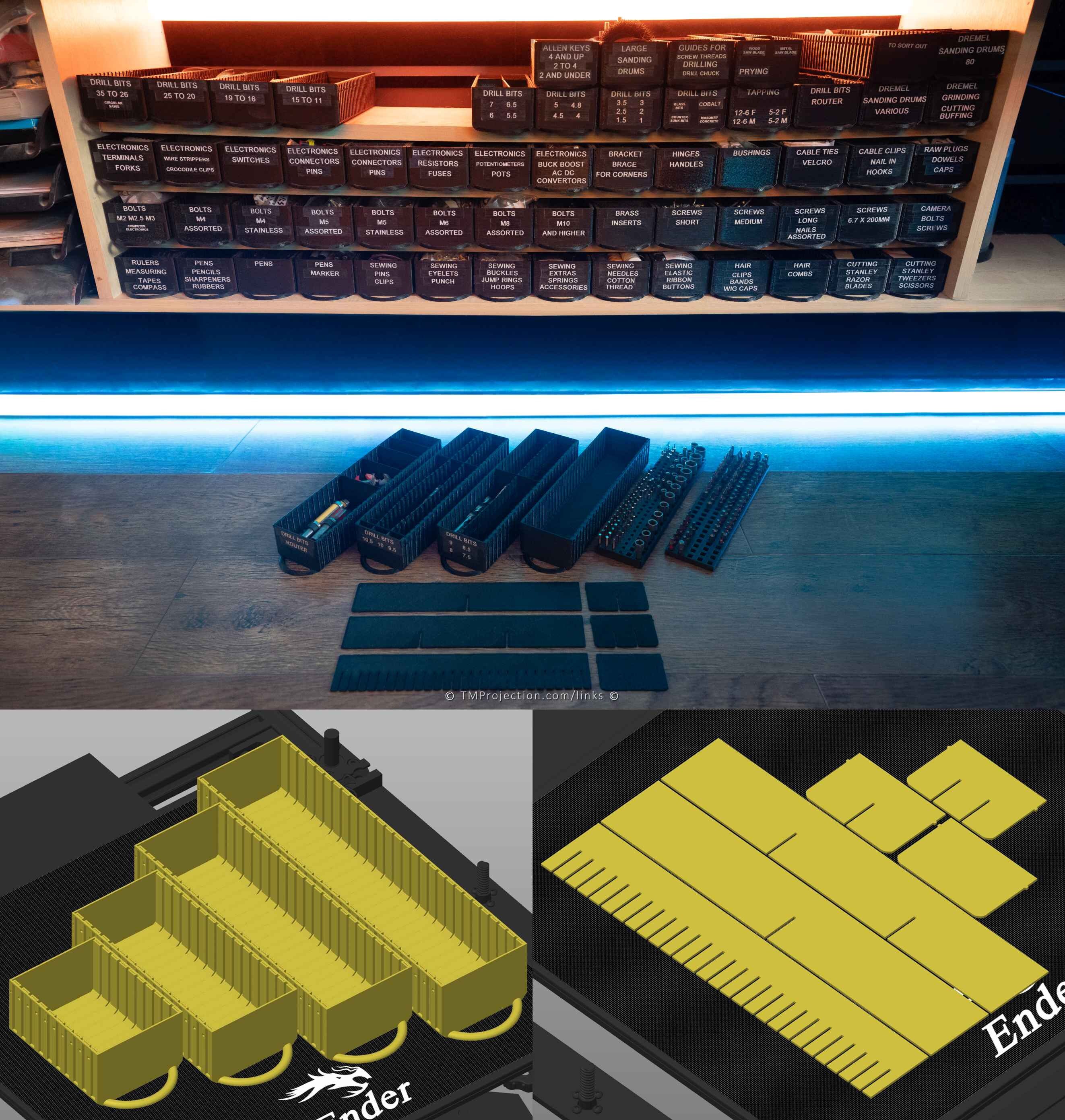 Compartment Storage Drawers, Separators, Drill Bit Organiser Slots 3D ...
