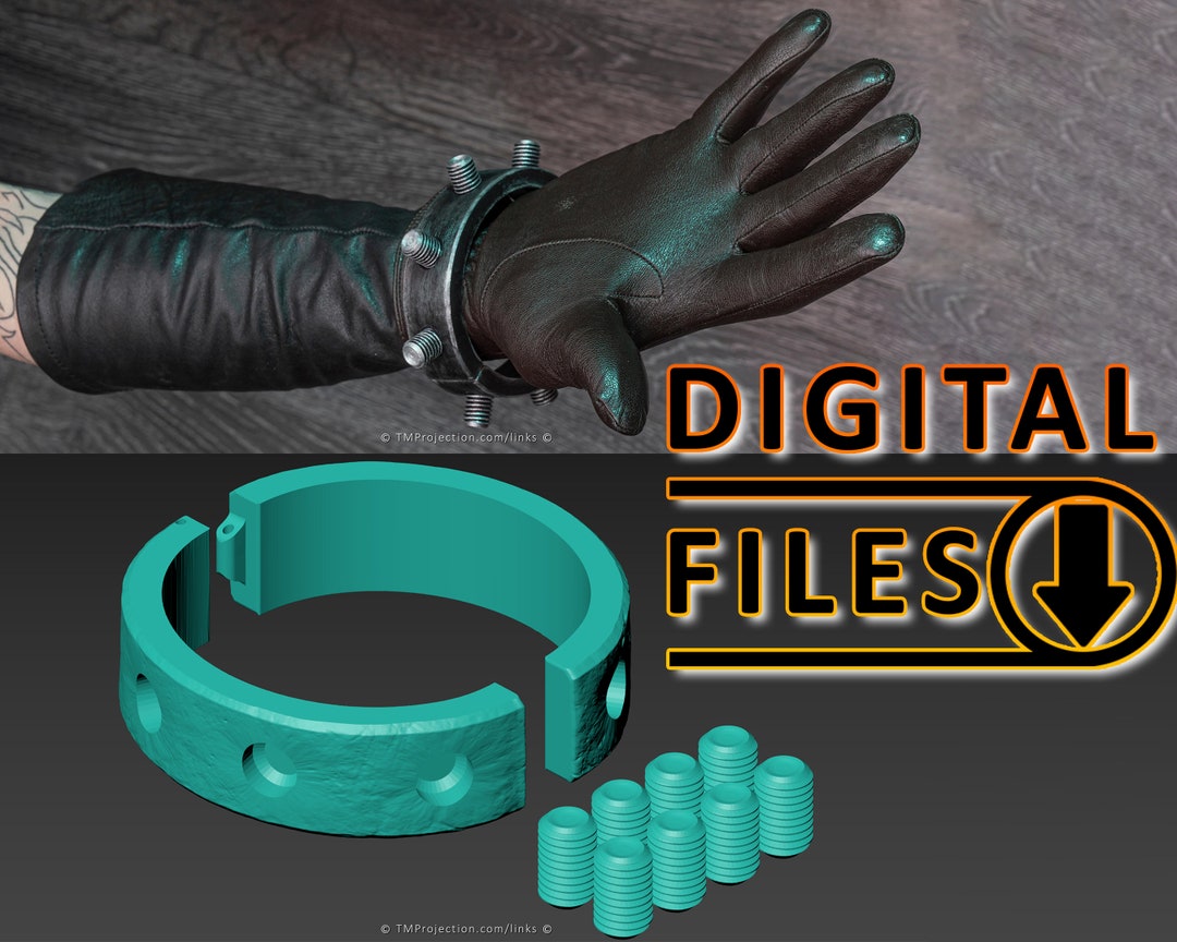 Cloud Strife Bangle and Leather Sleeves 3D PRINTING and SEWING PATTERN ...