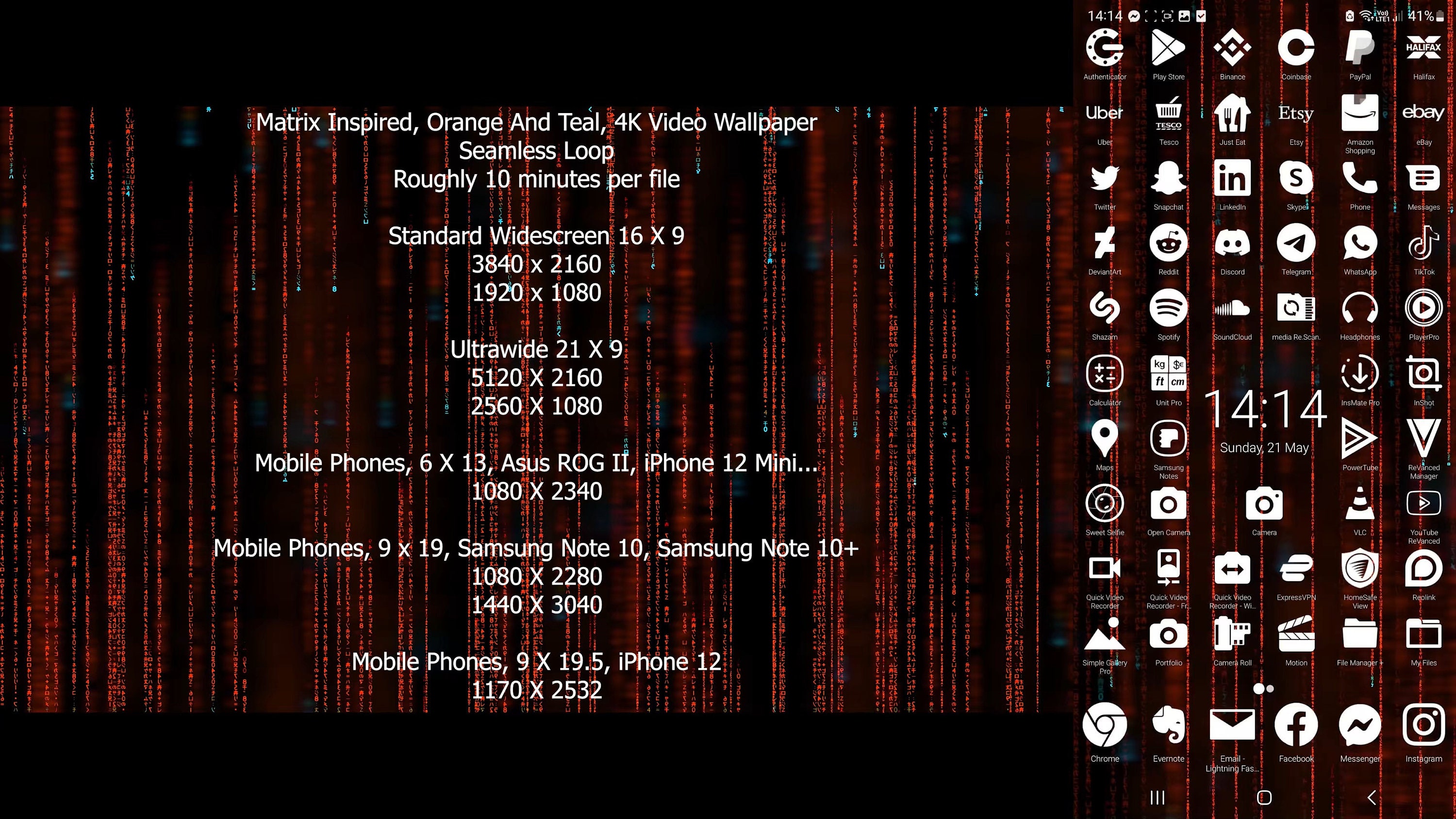 Matrix Code Rain Video Wallpaper seamless Loop in 5K, 4K, 2K, 21x9 ...