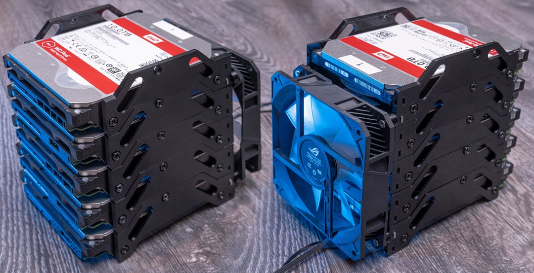 10 X Stackable 3.5 Inch Hard Disk Drive Mounts With 12x12cm Fan ...