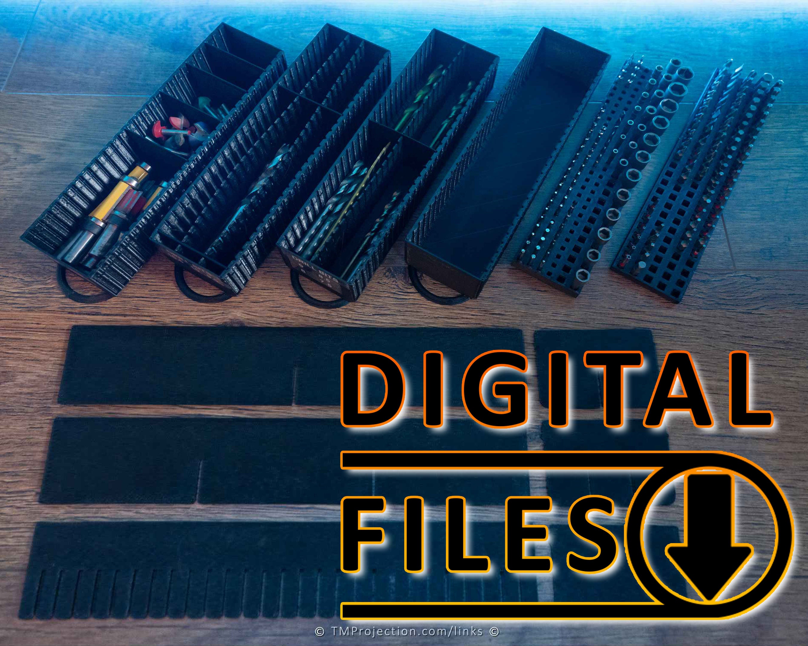 Compartment Storage Drawers, Separators, Drill Bit Organiser Slots 3D ...