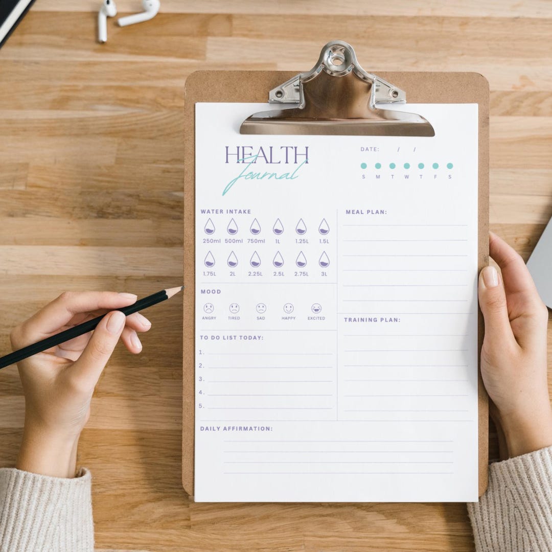 A4 Printable Health Journal | Daily Wellness Tracker & Affirmation Log ...