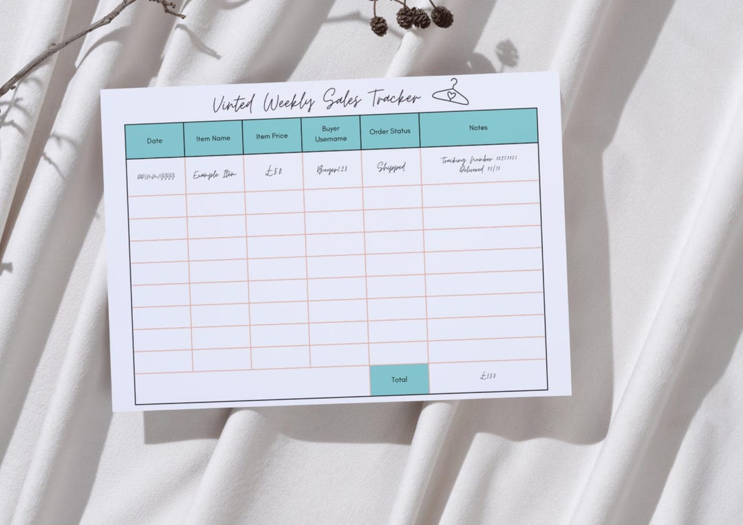 Printable Vinted Sales Tracker | A4 Sales Log Sheet for Sellers ...