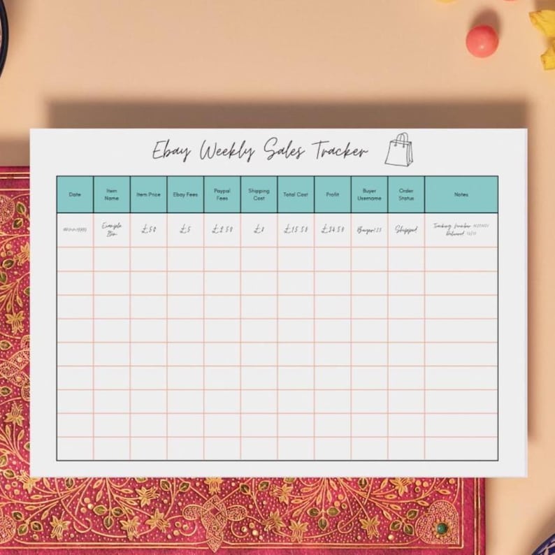 Printable Ebay Sales Tracker | A4 Sales Log Sheet for Sellers ...