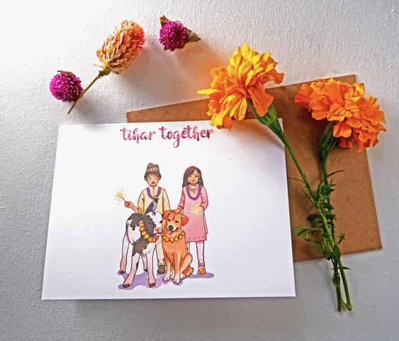 Tihar Nepali Greeting Card Kurkur Tihar Deepawali Diwali | Etsy