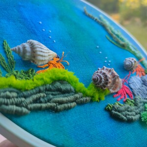 Sea Embroidery, Sea World Art, Sea Home Decor, Sea Creature's Art, Hand ...