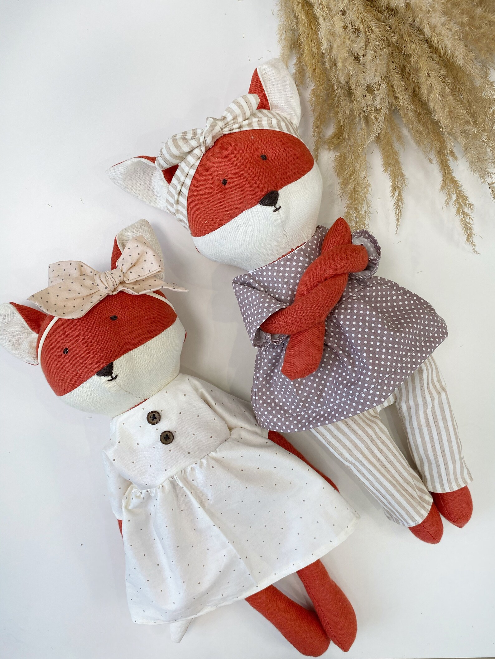 Stuffed Rag Fox Linen Doll Handmade Fabric Animal Decoration - Etsy