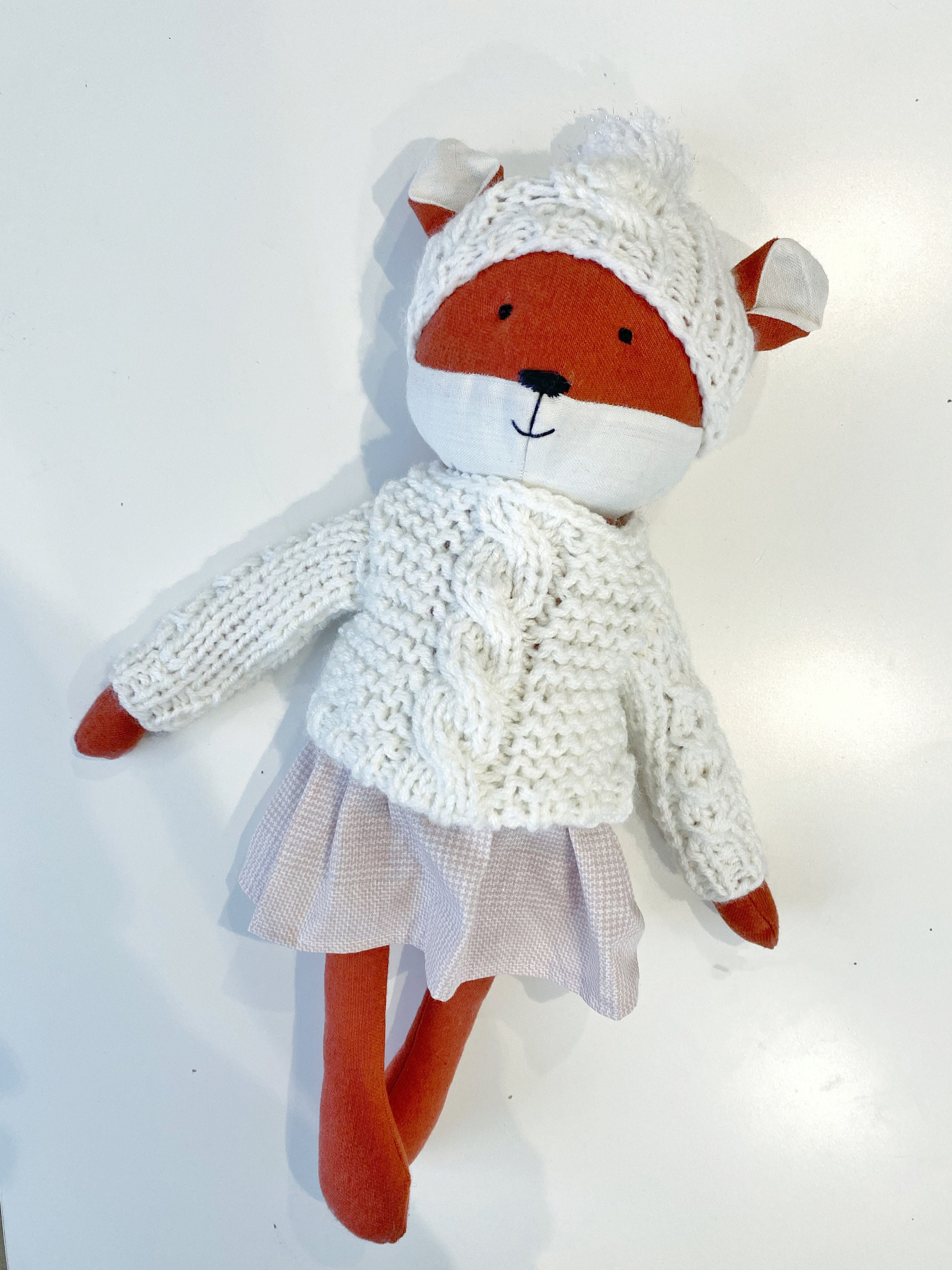 Stuffed Rag Fox Linen Doll Handmade Fabric Animal Decoration - Etsy