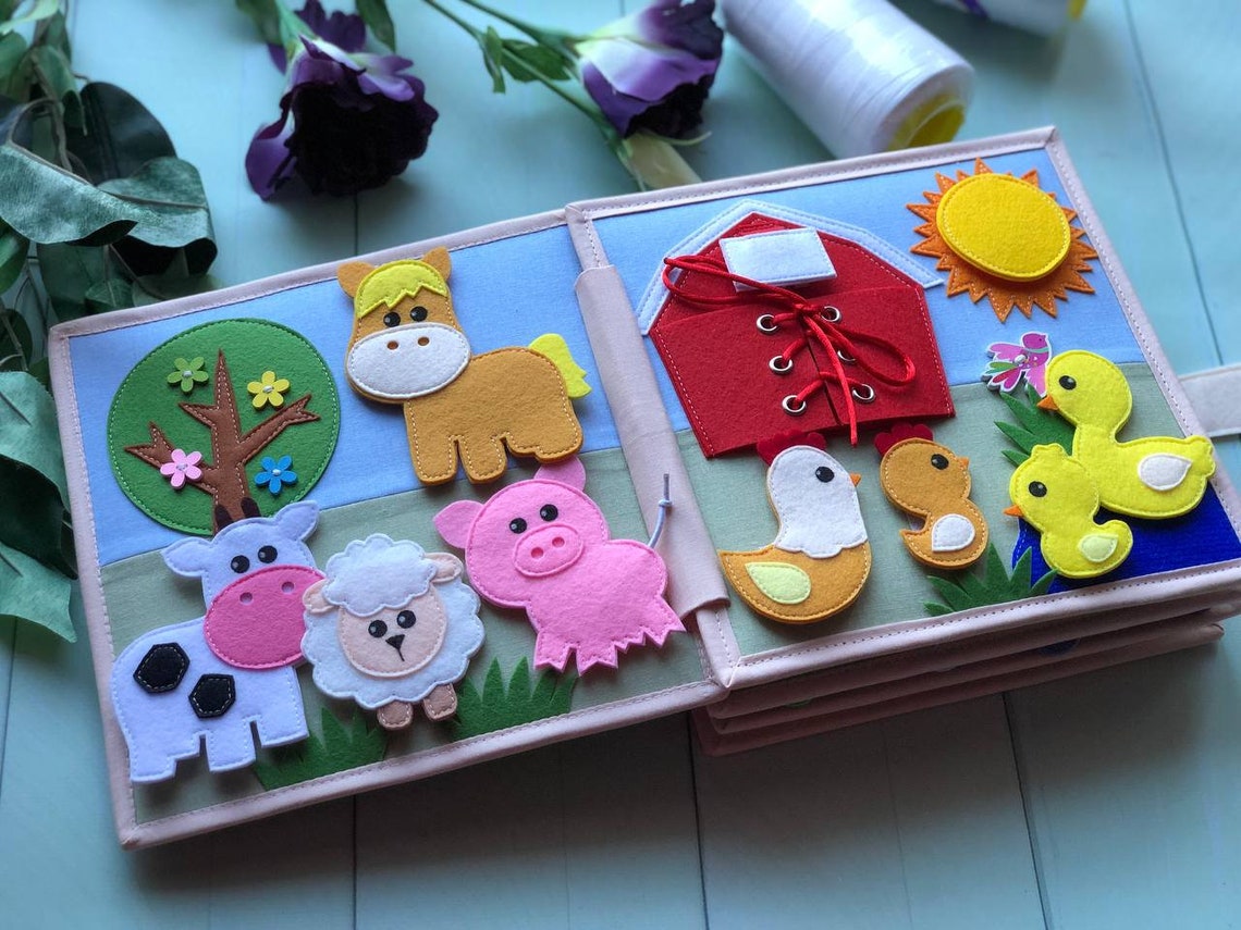 Quiet Baby Book Animals Shapes Colors Felt Book for Fine - Etsy