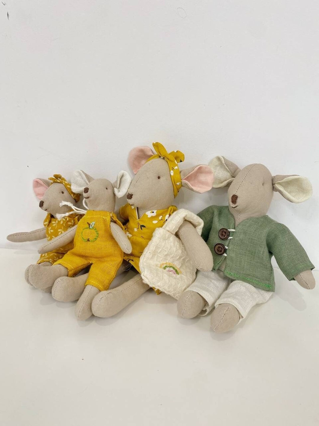 Stuffed Rag Mouse Family Dolls Handmade Fabric Mice Animals - Etsy