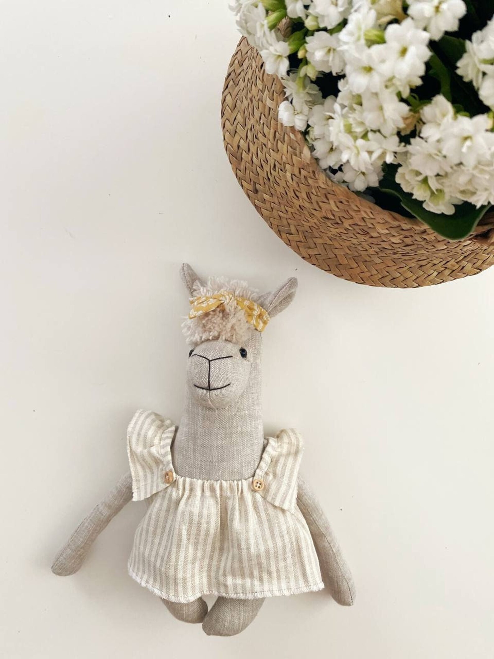 Stuffed Rag Lama Linen Doll, Handmade Fabric Animal, Decoration Soft ...