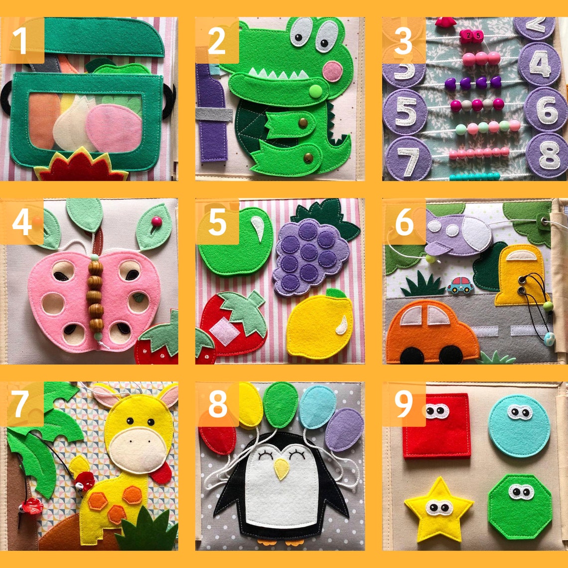 Quiet Baby Book With Animals Fruits Shapes Colors Felt - Etsy