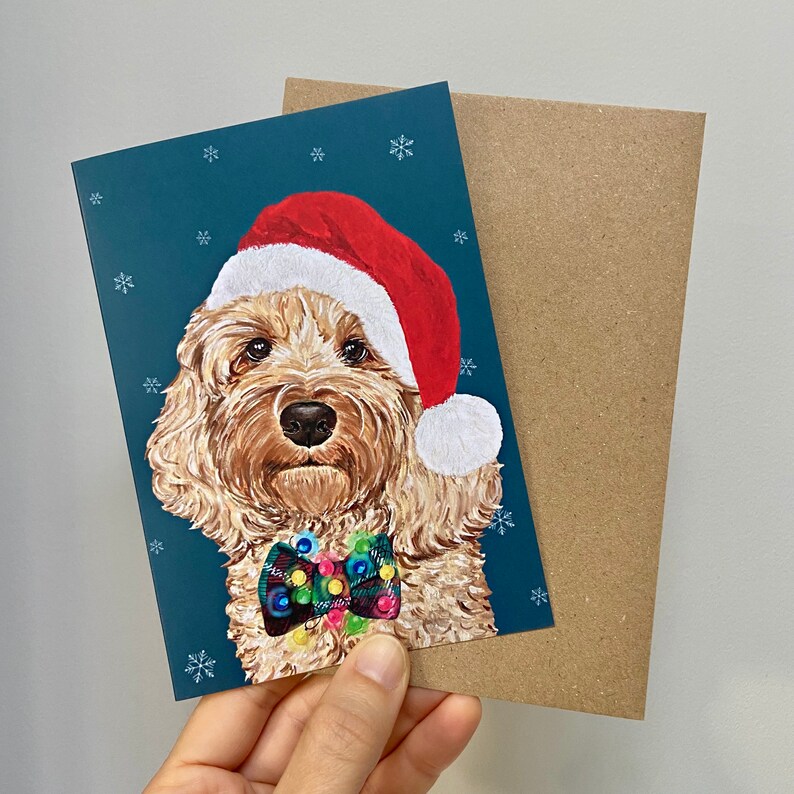 Red/golden Cockapoo Christmas Card - Etsy