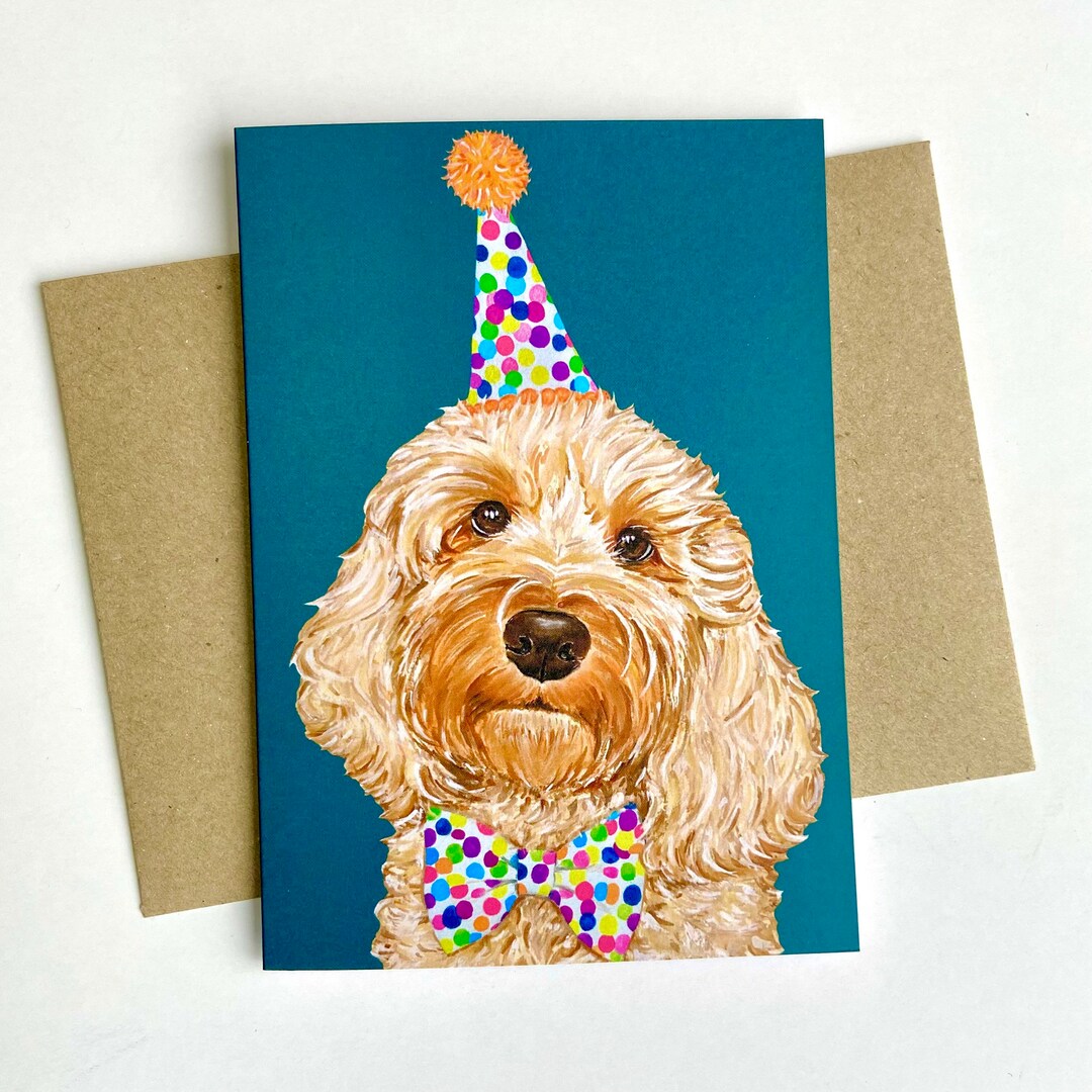 Red/golden Cockapoo Party Blank Greetings Card - Etsy UK
