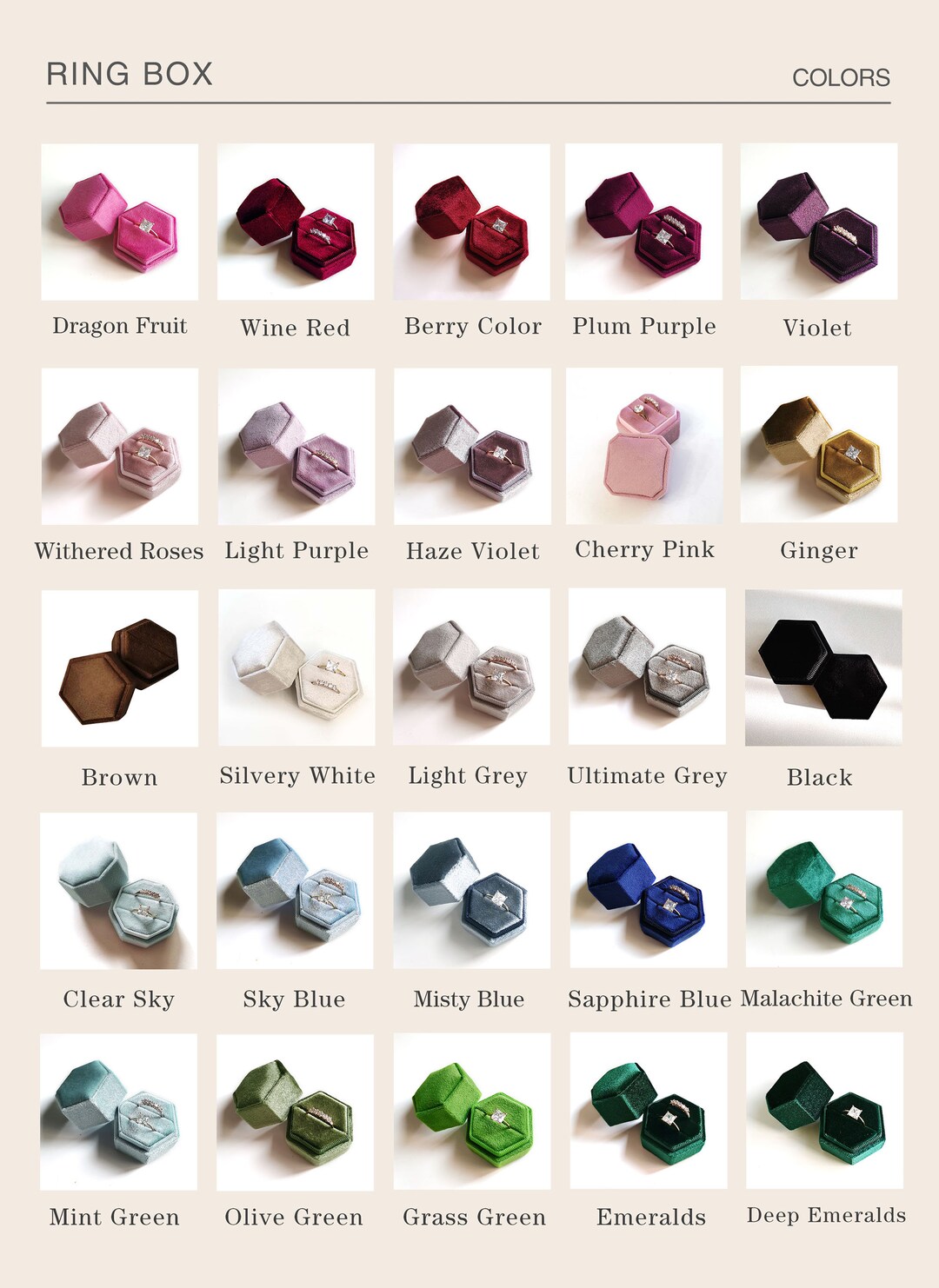 Velvet Ring Box Single/double/triple Slot Ring Box Wedding Ring Box ...