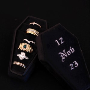 Personalized Embroidery Velvet Ring Box Gothic Style Ring Box Custom ...