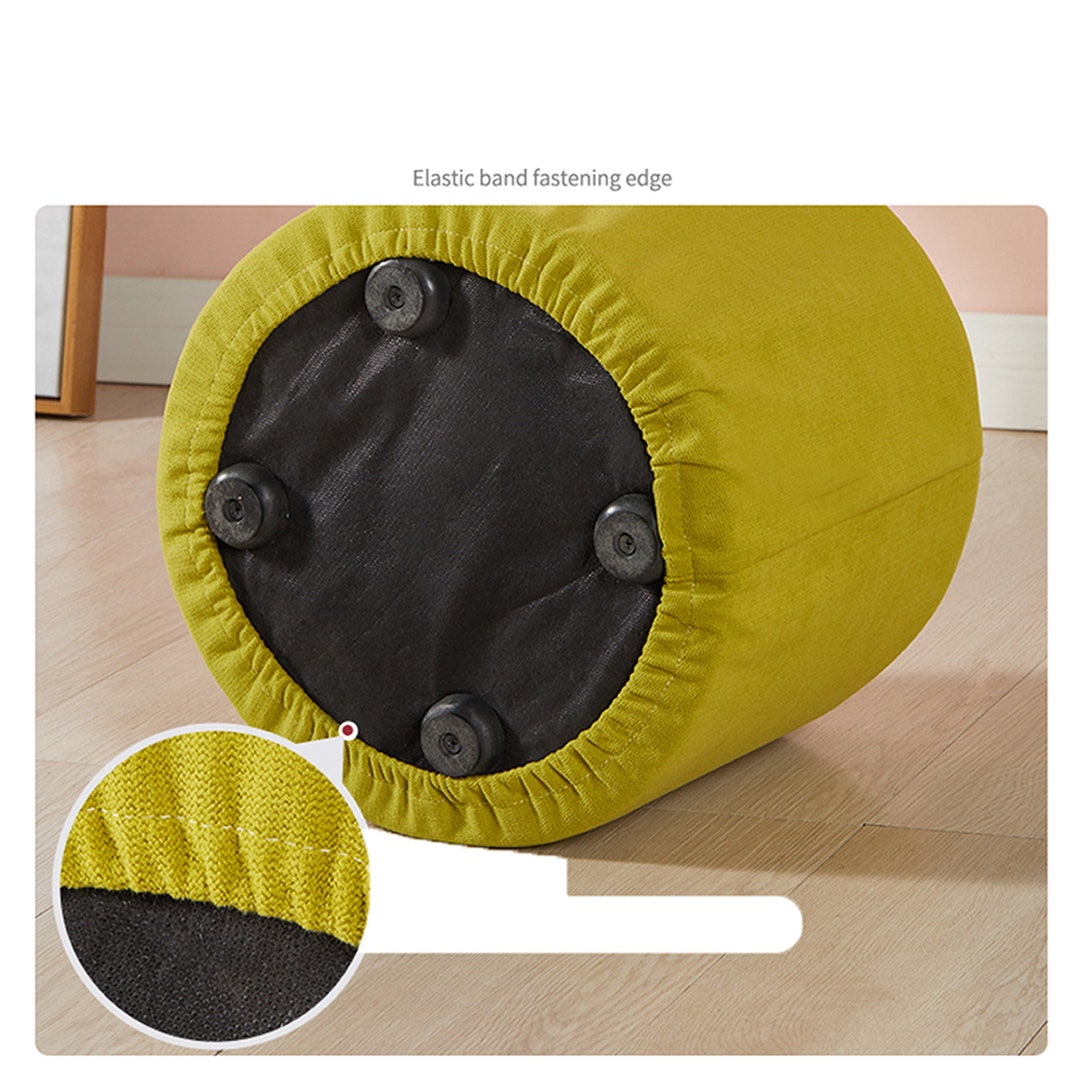 Custom Oversized Linen Ottoman Footstool Slipcover, Round Square ...