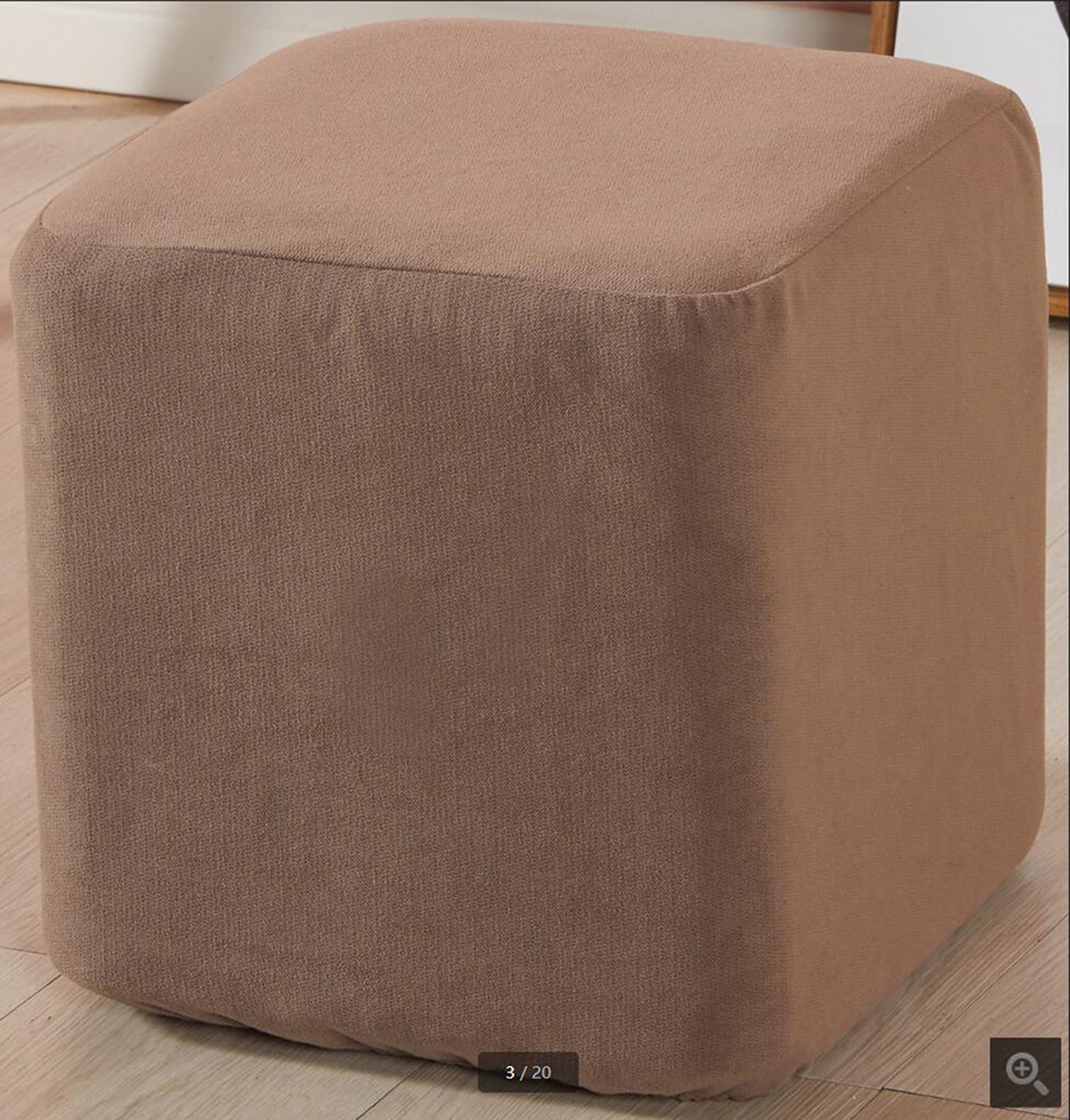Custom Oversized Linen Ottoman Footstool Slipcover, Round Square ...