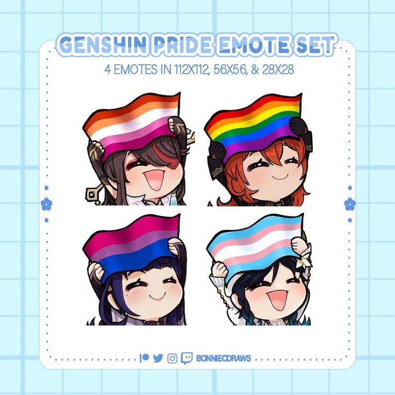 Genshin Impact Pride Emote Pack (set of 4) || Twitch Emote Pack || Cute ...