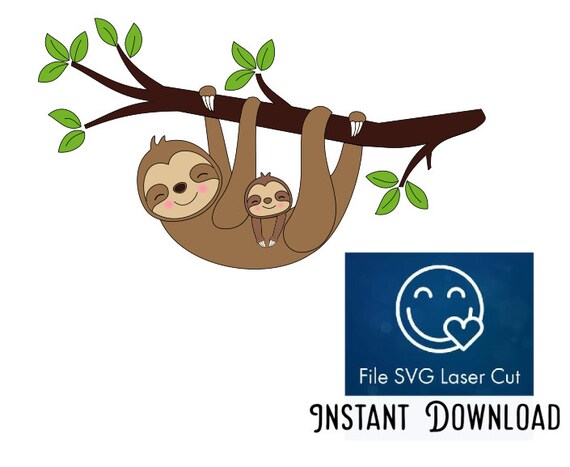 Sloth SVG Botanical Cutting | Etsy
