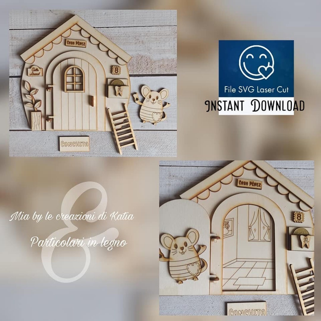 Mouse Door, House, Svg, Laser Cut File, Svg House, First Tooth, Box for ...