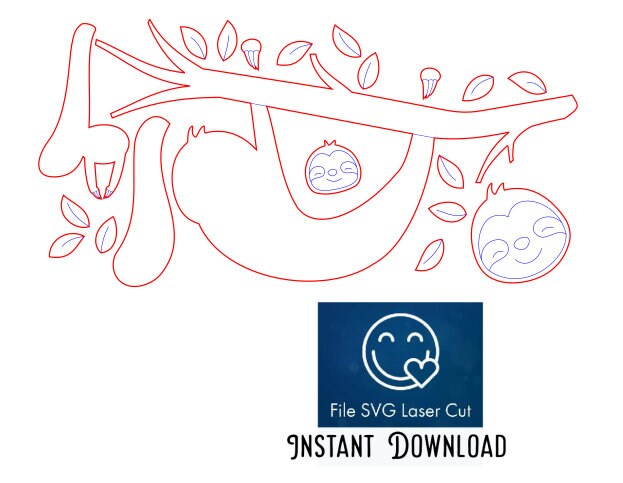 Sloth SVG Botanical Cutting | Etsy