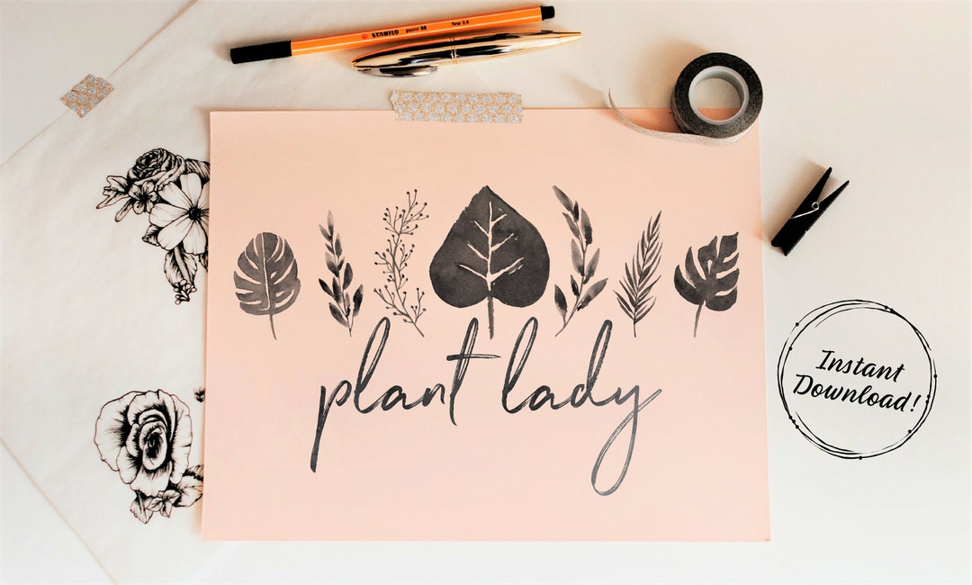 Plant Lady Printable Art, Plant Art Print, Plant Gift, Plant Lover Gift ...