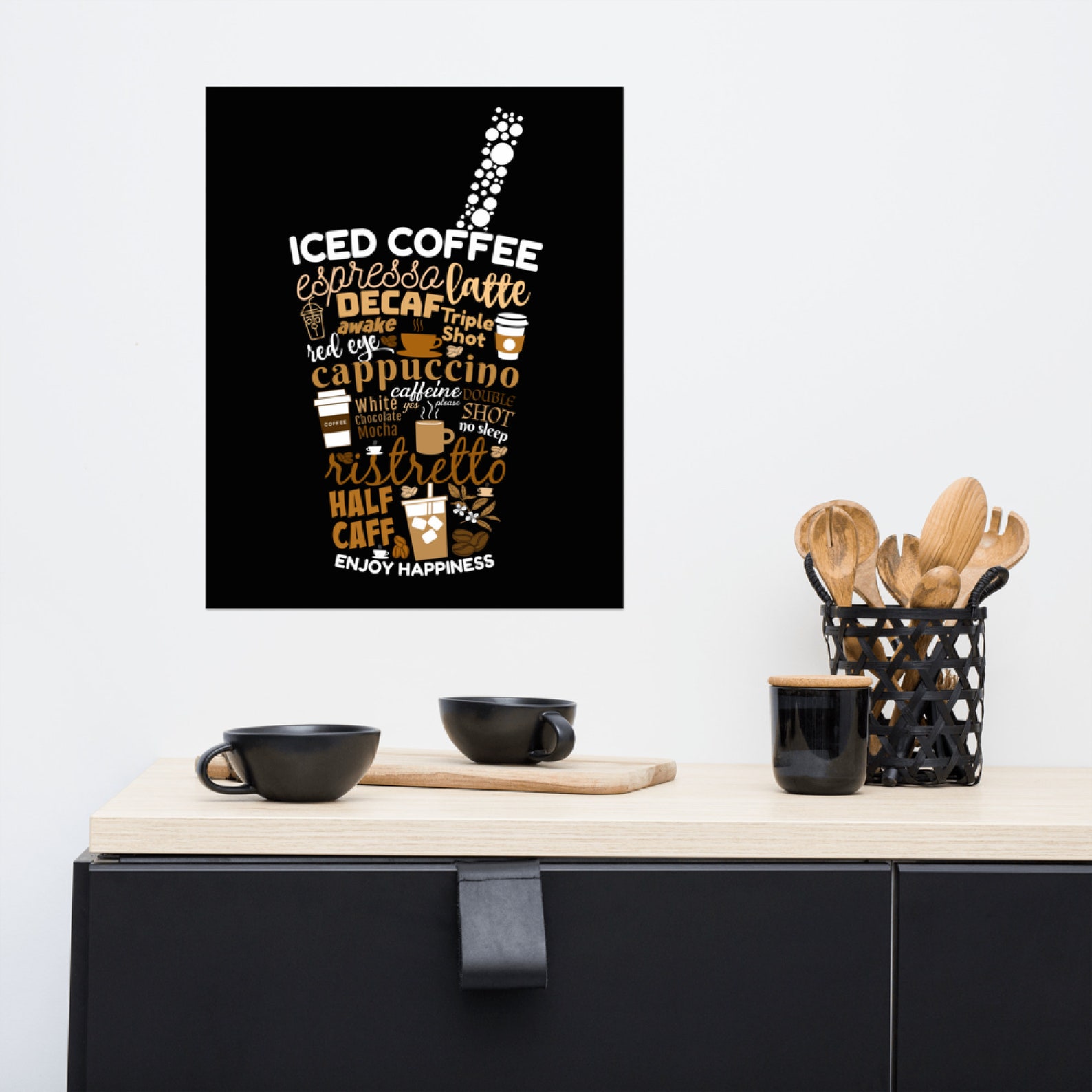 Iced Coffee Print Coffee Bar Poster Coffee Shop Sign Coffee - Etsy