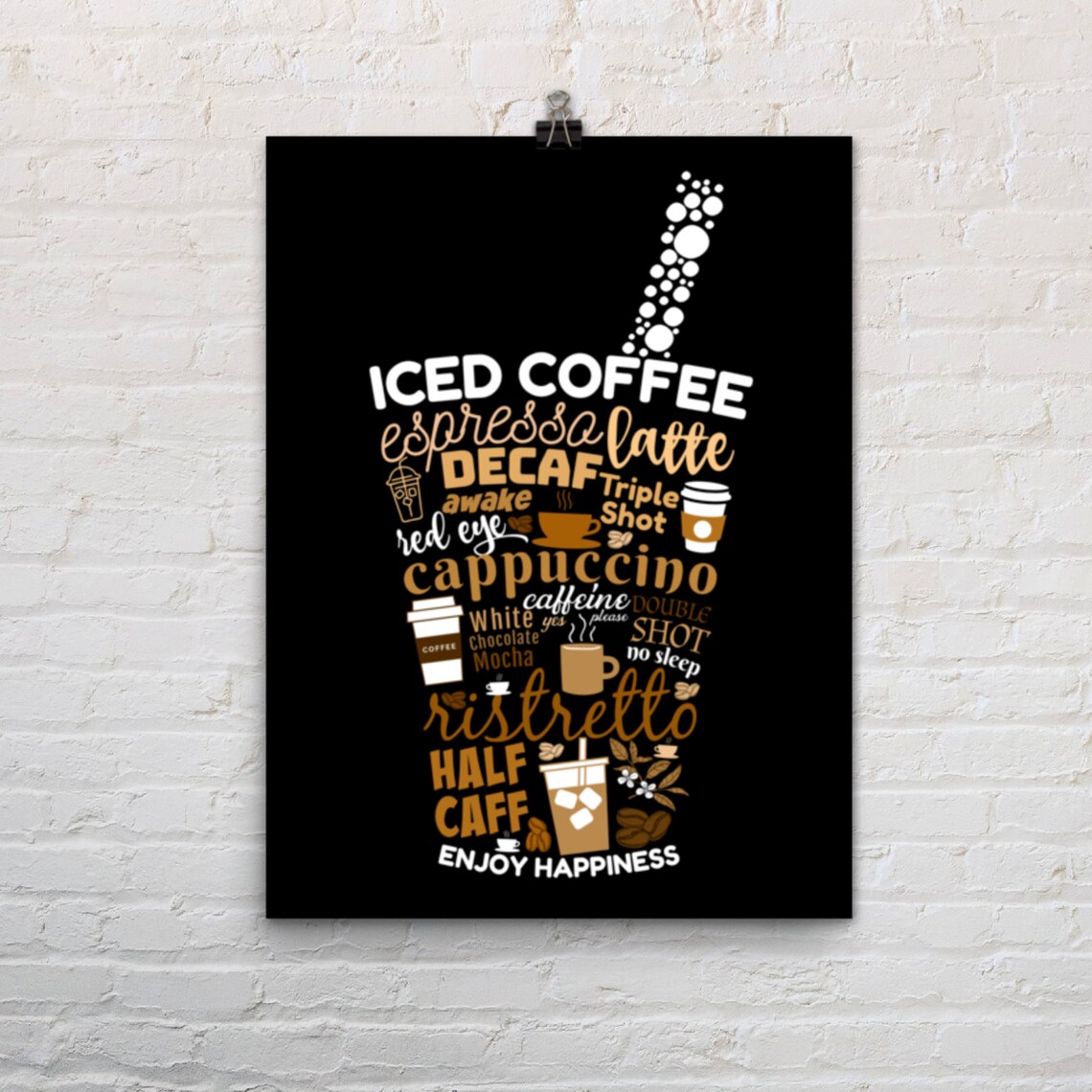 Iced Coffee Print Coffee Bar Poster Coffee Shop Sign Coffee - Etsy