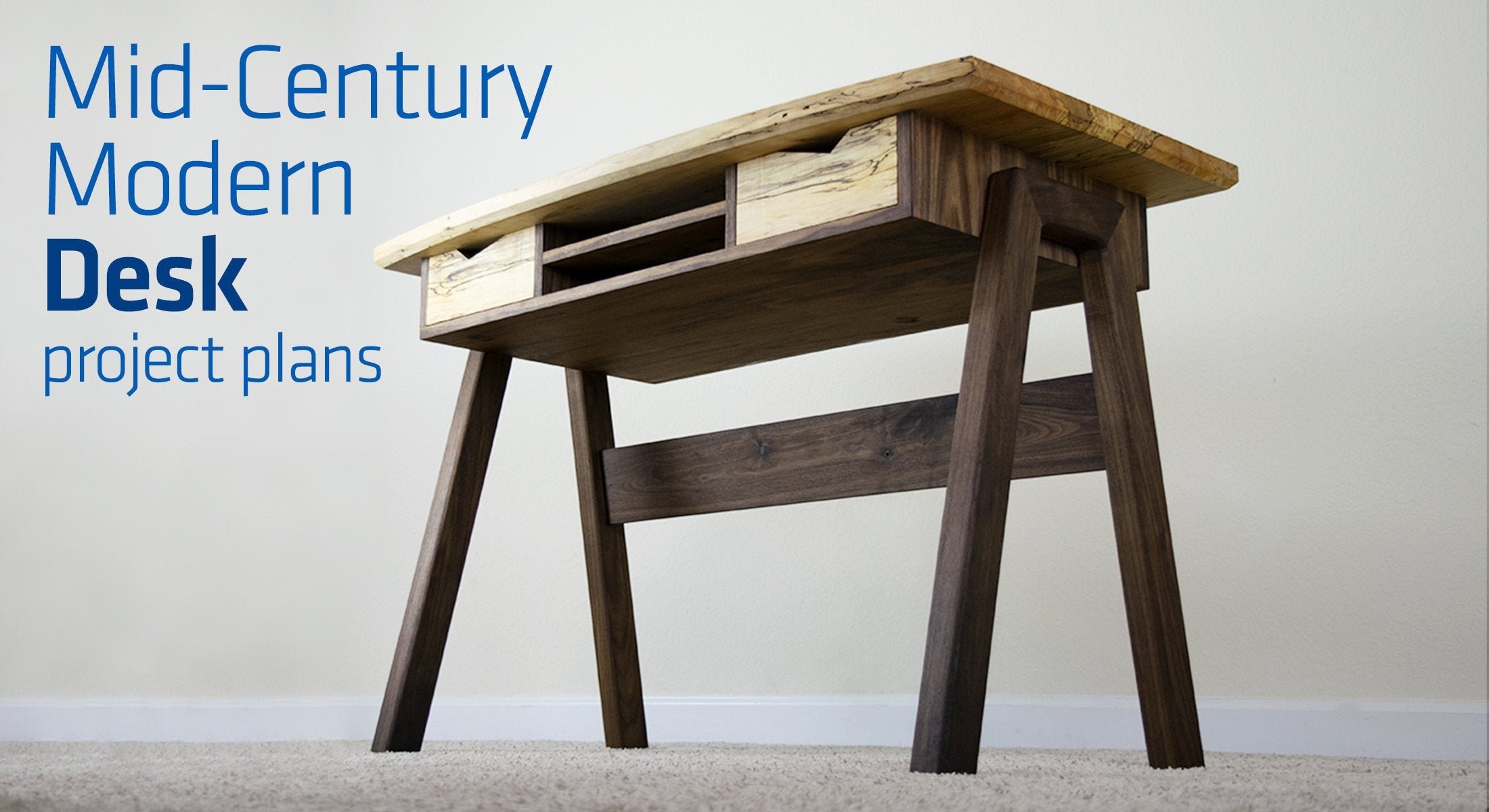 Mid century Modern Desk Plans Woodworking Project Plans Etsy