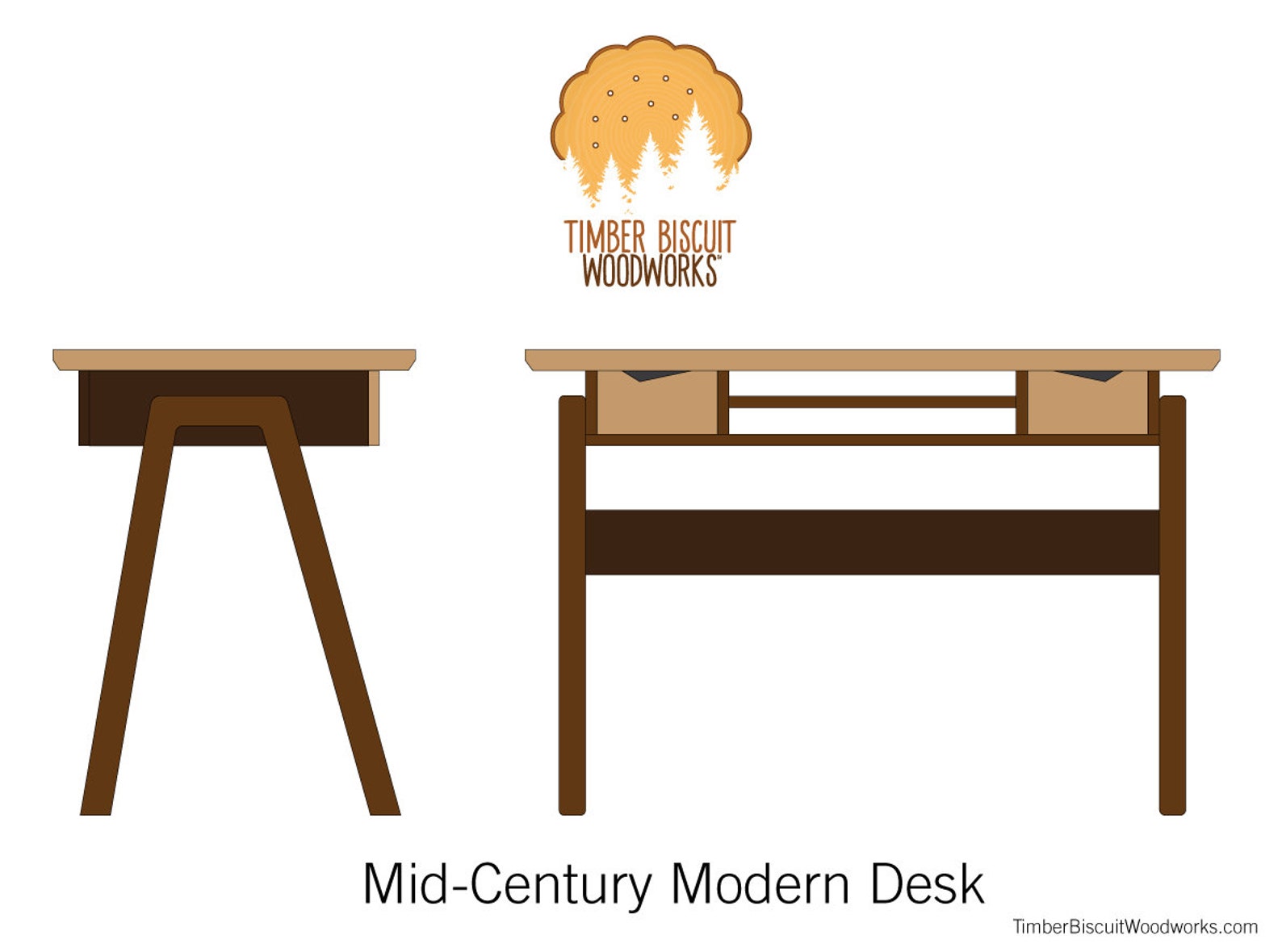 Mid-century Modern Desk Plans | Woodworking Project Plans - Etsy