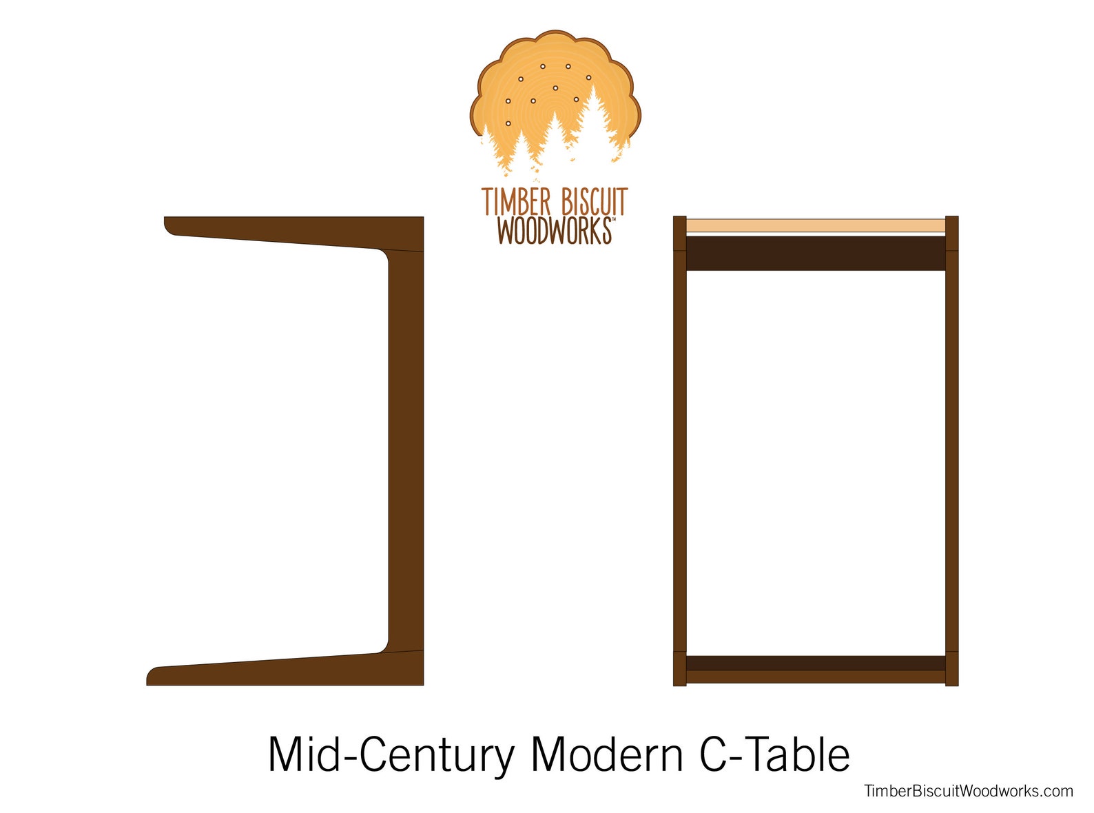 Mid-century Modern C-table Plans | Woodworking Project - Etsy