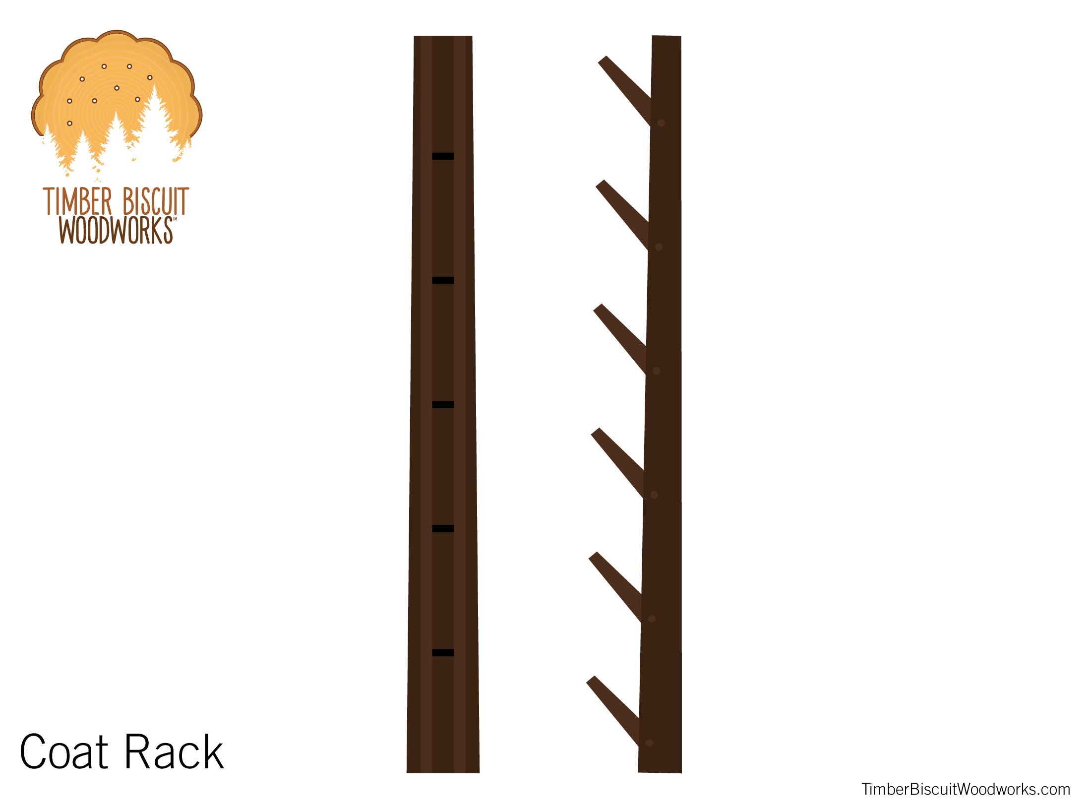 Wall Mounted Modern Coat Rack Plans | Woodworking Project Plans - Etsy